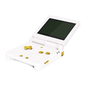 extremerate chrome gold glossy custom full set buttons for gameboy advance sp, replacement a b l r button power on off volume button d-pad key for gba sp console - console not included