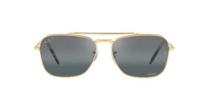 ray-ban rb3636 new caravan square sunglasses, legend gold/polarized clear gradient dark blue, 58 mm