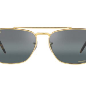 Ray-Ban RB3636 New Caravan Square Sunglasses, Legend Gold/Polarized Clear Gradient Dark Blue, 58 mm