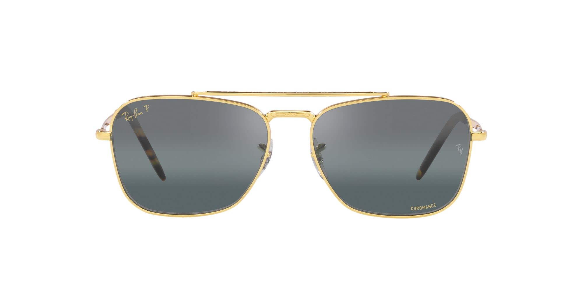 Ray-Ban RB3636 New Caravan Square Sunglasses, Legend Gold/Polarized Clear Gradient Dark Blue, 58 mm