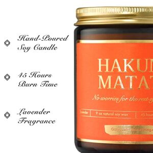 Hakuna Matata Lavender Soy Wax Candle (9oz) ; Disney Gifts for Women, Disney Collectibles, Disney Home Decor, Unique Friend Xmas Gift Idea, Adults Disney Candle Housewarming Gifts for Disney Lovers