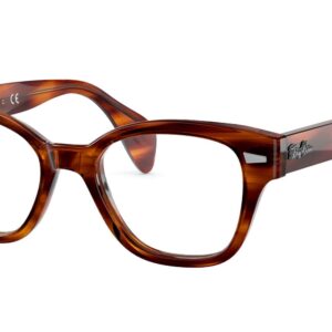 Ray-Ban RX0880 Square Prescription Eyewear Frames, Striped Havana/Demo Lens, 52 mm