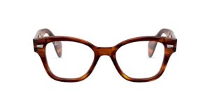 ray-ban rx0880 square prescription eyewear frames, striped havana/demo lens, 52 mm