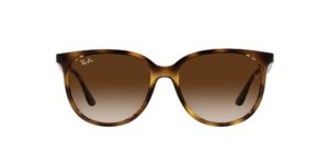 ray-ban women's rb4378f low bridge fit square sunglasses, havana/gradient brown, 54 mm