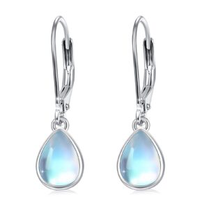 pctjyfu moonstone earrings 925 sterling silver rainbow teardrop moonstone leverback dangle drop earrings jewelry birthday for women