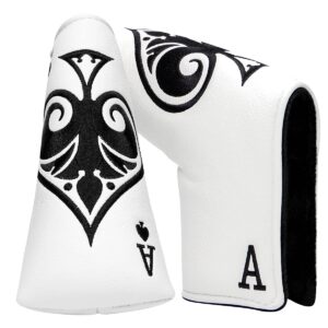 montela golf putter cover poker ace mallet putter headcover blade putter covers golf club covers leather golf putter head covers with magnetic for scotty cameron odyssey ping custom&non-custom