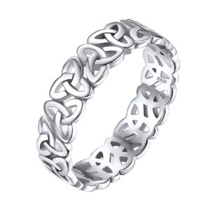 silvora 925 sterling silver celtic knot rings, promise rings for women men vintage eternity band ring jewelry size 7