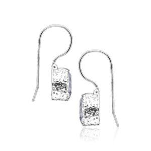 925 Sterling Silver Earrings With 2 White Round Cubic Zirconia, 10MM Bezel, Impressive Bling Effect Hypoallergenic, Nickel and Lead-free, Artisan Handcrafted Designer, French Wire Back, Made In Israel