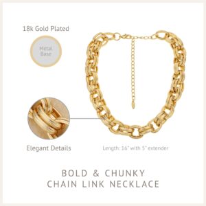 Ettika Chunky Gold Necklace. Gold Necklace, Bold & Chunky 18k Gold Plated Chain. Chunky Chain Necklace Women, Jewelry