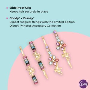 GOODY Bobby Pins - 4 Count, Disney Princess, Jasmine - Slideproof Rhinestone Bobbies - Hair Accessories for Men, Women, Boys & Girls - Style With Ease & Keep Your Hair Secured - For All Hair Types