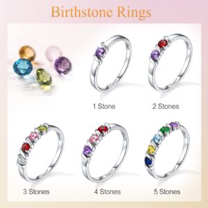 Custom4U Sterling Silver Personalized Mothers Rings Gifts for Mother’s Day with 4 Birthstones Custom Family Name Ring Jewelry for Women Mom Grandmother