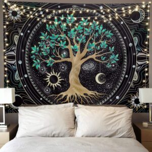 fly spray aesthetic tree of life tapestry trippy tapestry wall tapestry hippie sun moon star galaxy tapestries forest wall hanging decor vibrant nature home decoration for bedroom,living room,dorm