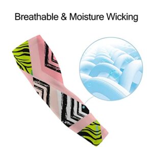 Women UV Sun Protection Arm Sleeves 1 Pair, Sun-protective Cooling Sleeves Zebra Theme Geometry, Arm Cover Shield for Men Cycling Golf Hiking Running Outdoor Sports 2XL