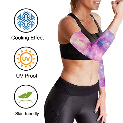 Women UV Sun Protection Arm Sleeves 1 Pair, Sun-protective Cooling Sleeves Beautiful Starry Sky, Arm Cover Shield for Men Cycling Golf Hiking Running Outdoor Sports M