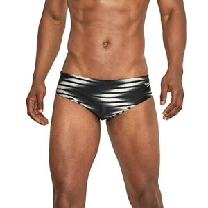 speedo men's standard swimsuit brief prolt printed team colors, sharp anthracite, 26