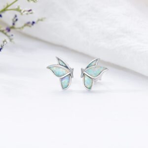 SHUSUKUE Sterling Silver Butterfly Wings Earrings Opal Stud Earrings Hypoallergenic Earrings Jewelry Gifts for Women