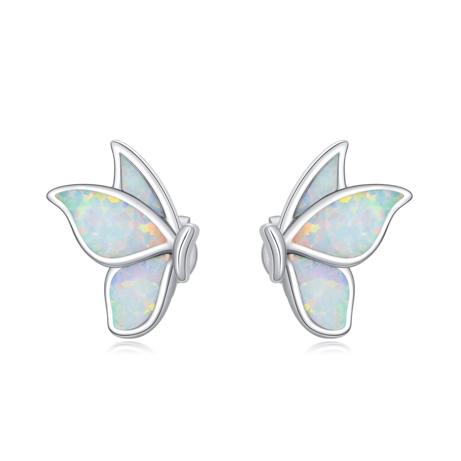 SHUSUKUE Sterling Silver Butterfly Wings Earrings Opal Stud Earrings Hypoallergenic Earrings Jewelry Gifts for Women