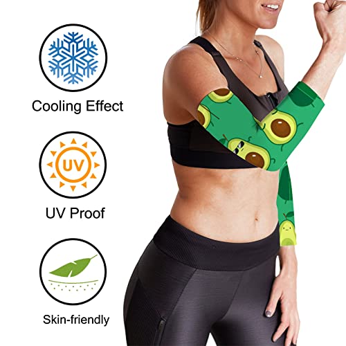 Women UV Sun Protection Arm Sleeves 1 Pair, Sun-protective Cooling Sleeves Different Cute Avocados, Arm Cover Shield for Men Cycling Golf Hiking Running Outdoor Sports 2XL