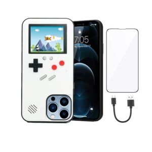 kjarrow gameboy case for iphone 12 pro max, funny game console case for men and women, playable gaming case for iphone 12 pro max white