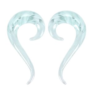 longbeauty 2pcs glass ear tapers plugs handmade hanger ear gauges spiral snail ear stretchers piercing jewelry 8g