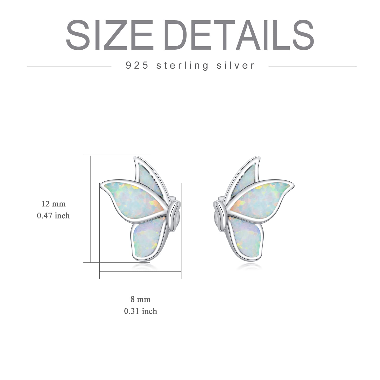 SHUSUKUE Sterling Silver Butterfly Wings Earrings Opal Stud Earrings Hypoallergenic Earrings Jewelry Gifts for Women