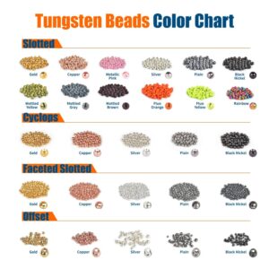 MUUNN 100Pcs Offset Tungsten Beads for Fly Tying, 5 Colors/4 Sizes, Hook Sizes #16~#18 Tungsten Jigoff Beads（Sliver,2.3mm