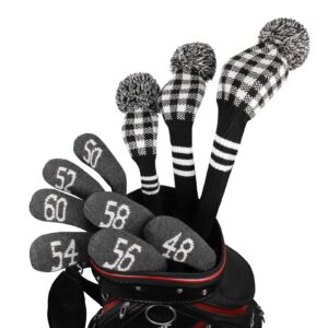 Scott Edward Knitted Wedge Golf Iron Headcovers 7 PCS Club Protector 48,50,52,54,56,58,60 Degree (Dark Gray)