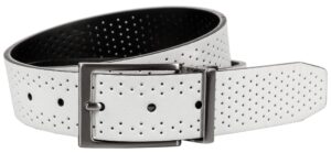 nike golf men's perforated strap leather reversible belt, 40" black/white