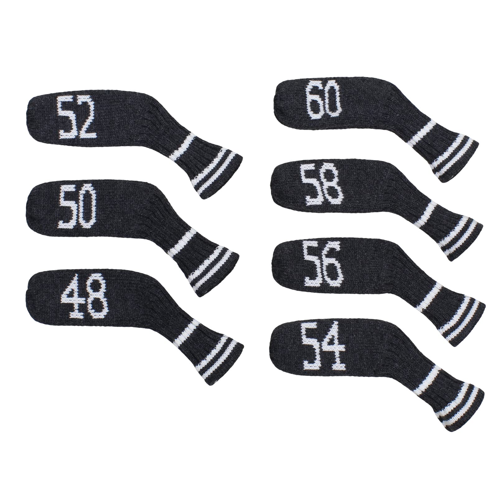 Scott Edward Knitted Wedge Golf Iron Headcovers 7 PCS Club Protector 48,50,52,54,56,58,60 Degree (Dark Gray)