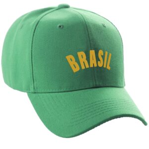 Daxton International World Countries Baseball Hat Cap Arch Letters, Brasil Kelly Gold