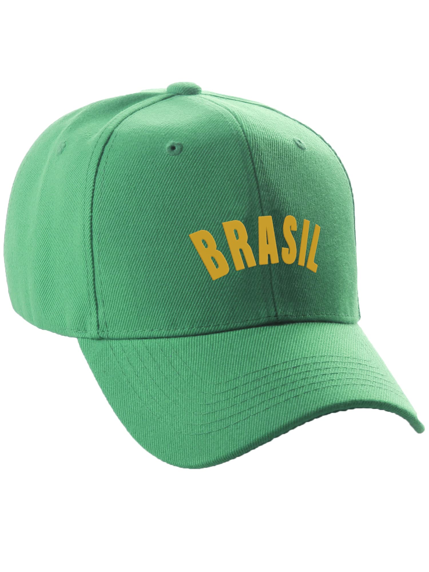 Daxton International World Countries Baseball Hat Cap Arch Letters, Brasil Kelly Gold