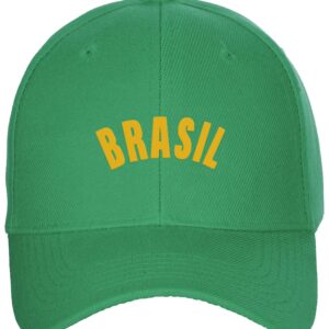 Daxton International World Countries Baseball Hat Cap Arch Letters, Brasil Kelly Gold