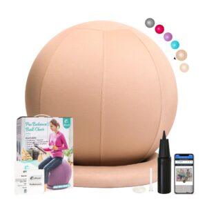 enovi probalanceΩ ball chair, yoga ball chair exercise ball chair with slipcover and base for home office desk, birthing & pregnancy, stability ball & balance ball seat to relieve back pain, 55cm, wb