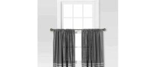 threshold light filtering cafe curtain 42inch×36inch gray w/cream stripe - (set of 2), grey