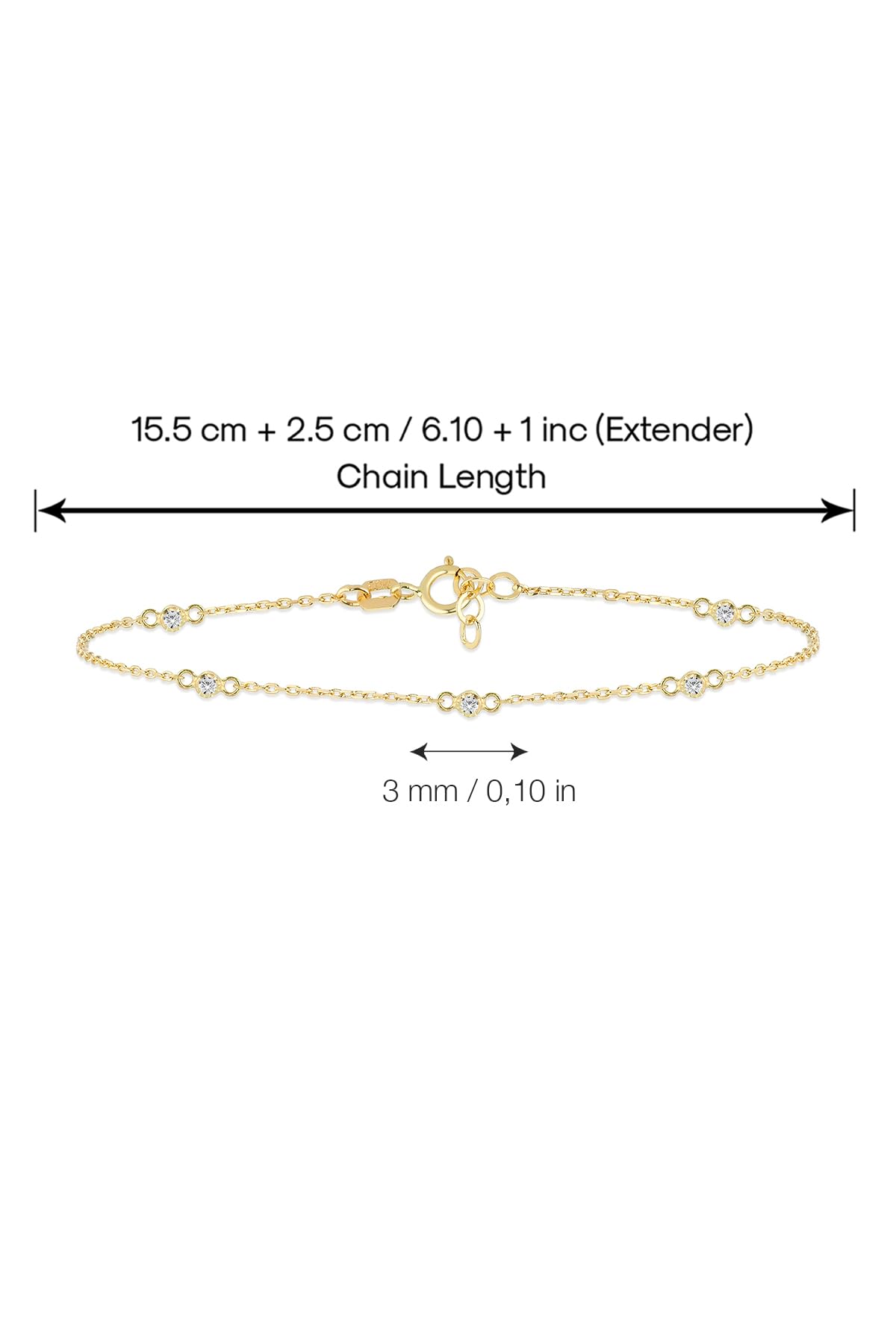 GELIN 14k Solid Gold Diamond Bead Station Adjustable Bracelet for Women