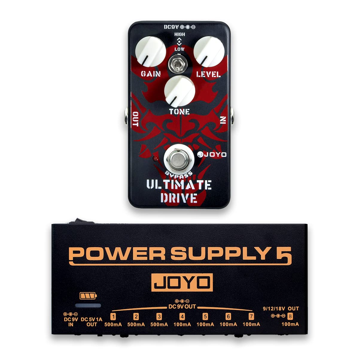 JOYO JF-02 Ultimate Drive Overdrive Pedal Bundle with JP-05 Pedal Power Supply Built-in Rechargeable Battery