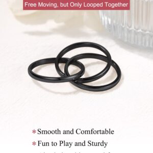 FOCALOOK Triple Band Rolling Ring Black Fashion Interlocked Anxiety Ring for Women (Black, 8)