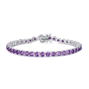 fancime sterling silver tennis bracelet created amethyst tennis bracelet february birthstone wedding bridal prom fine jewelry gift for women, length 7.9 inch width 4mm