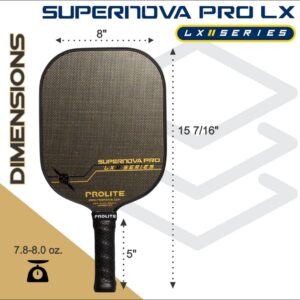 PROLITE LX Series Pickleball Paddles | Hyperweave Carbon Fiber Pickleball Paddle | 14mm Poly Core | Pickleball Rackets Made in The USA Since 1984 (Supernova Pro LX, Silver Fibers)