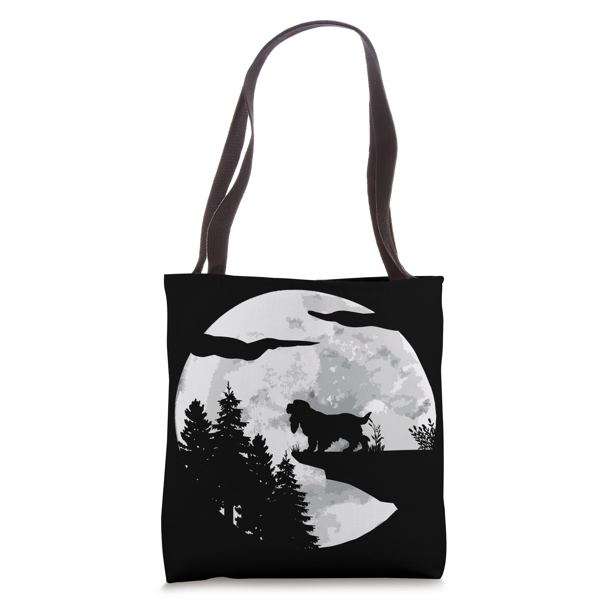 Cocker Spaniel Dog Full Moon At Night - Dogs Cocker Spaniels Tote Bag