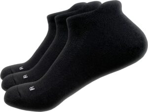 sol3 mens all-day cushion socks (pack of 3) - no show athletic running low cut ankle socks (size 9-11, black)