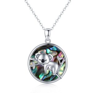 justkidstoy koala necklace 925 sterling silver abalone shell koala bear necklace koala jewelry graduation gifts for women animal lovers