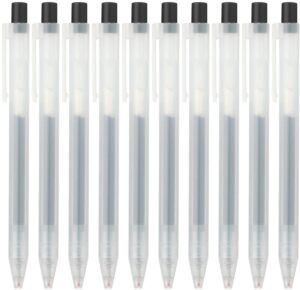 muji 0.5mm smooth gel ink knock type ballpoint retractable pen black color set 10 pieces set with original pen case