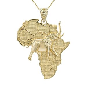 10k yellow gold africa map elephant in solid gold charm pendant