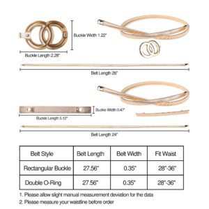 Youjaree Women Skinny Belt for Dresses 2 Pieces Metal Cinch Belt Gold Waistband Elastic Waist Belt for Women (A-2 Pieces (gold+sliver))