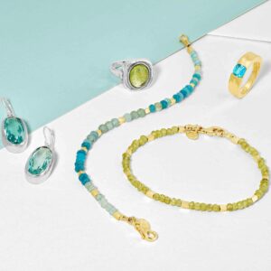 Silpada 'Blue Tide' Apatite and Jade Bracelet in 14K Yellow Gold-Plated Sterling Silver, 7.5"