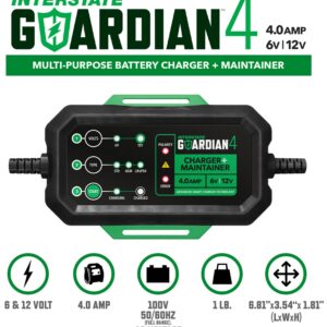 Interstate Batteries 12V, 6V Battery Charger & Maintainer (12V and 6V, 4.0A) Portable, Automatic, Trickle Charging for LiFePO4, Deep-Cycle, Automotive, AGM, Powersports, Boats (CHGIB40)