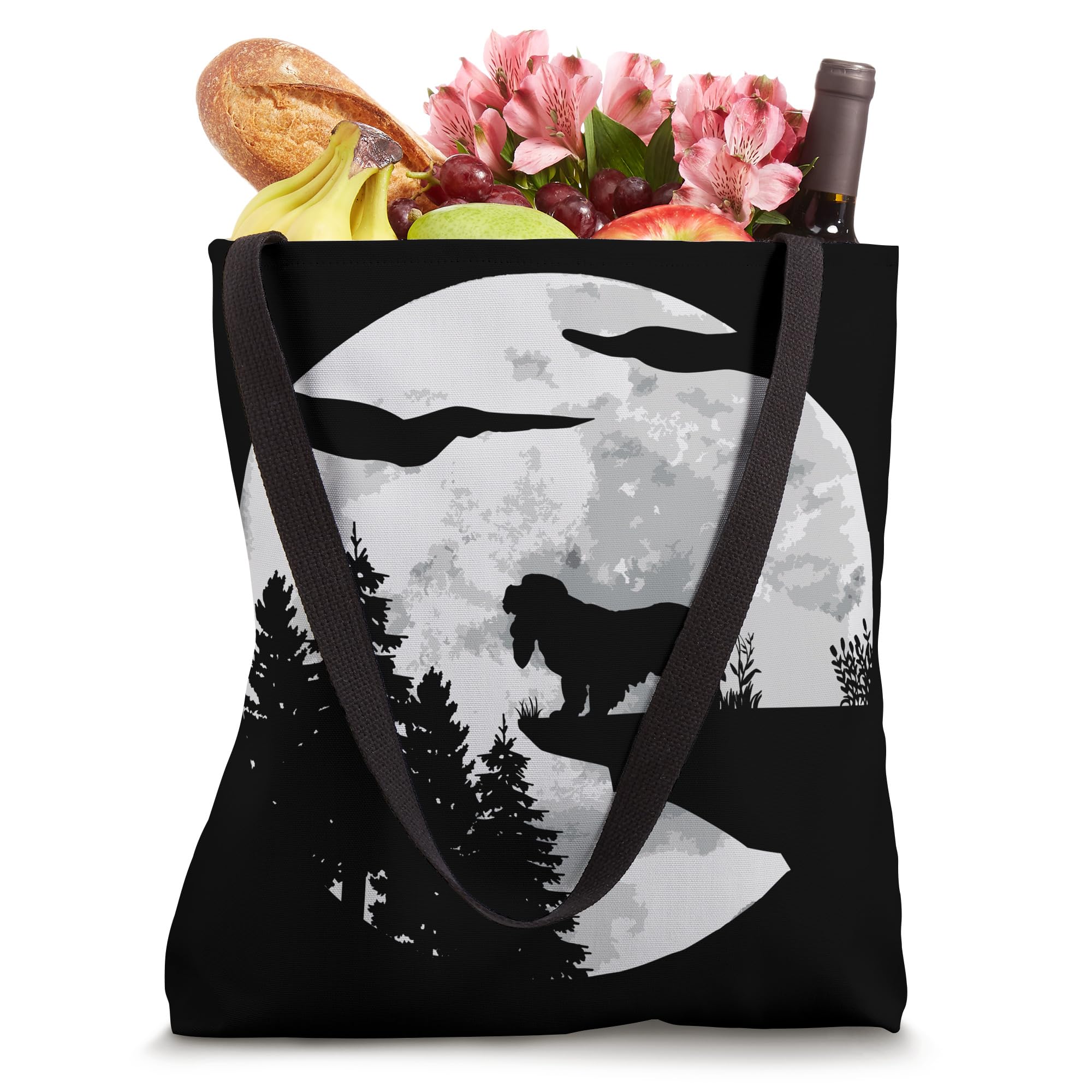 Cocker Spaniel Dog Full Moon At Night - Dogs Cocker Spaniels Tote Bag