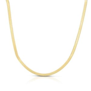 The Diamond Deal 10k SOLID Yellow Gold 2.8mm Herringbone Chain Necklace or Bracelet for Pendants and Charms with Lobster-Claw Clasp (7", 16", 18", 20 inch)