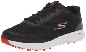 skechers men's max fairway 3 arch fit spikeless golf shoe sneaker, black/red, 12 wide